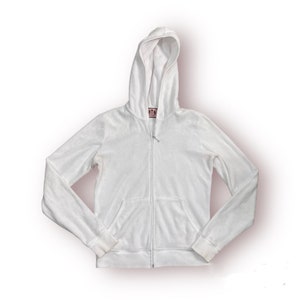 Vintage Juicy Couture White Terry Cloth Zip up Hoodie Y2K - Etsy