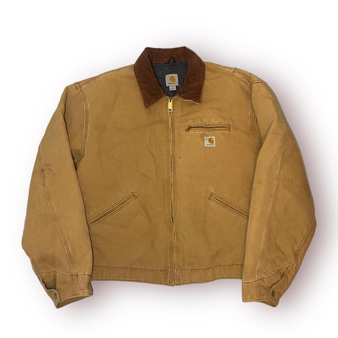 Vintage Carhartt Detroit Jacket Tan Brown Zip up Y2K 90s Size 2XL - Etsy