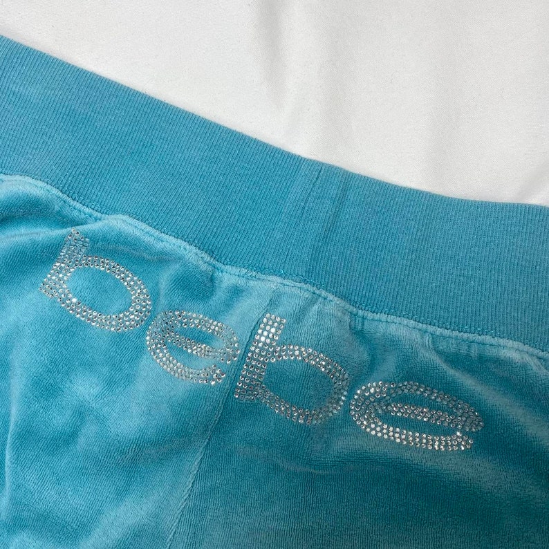 Vintage Bebe Blue Velour Track Pants W Rhinestone Spell Out - Etsy