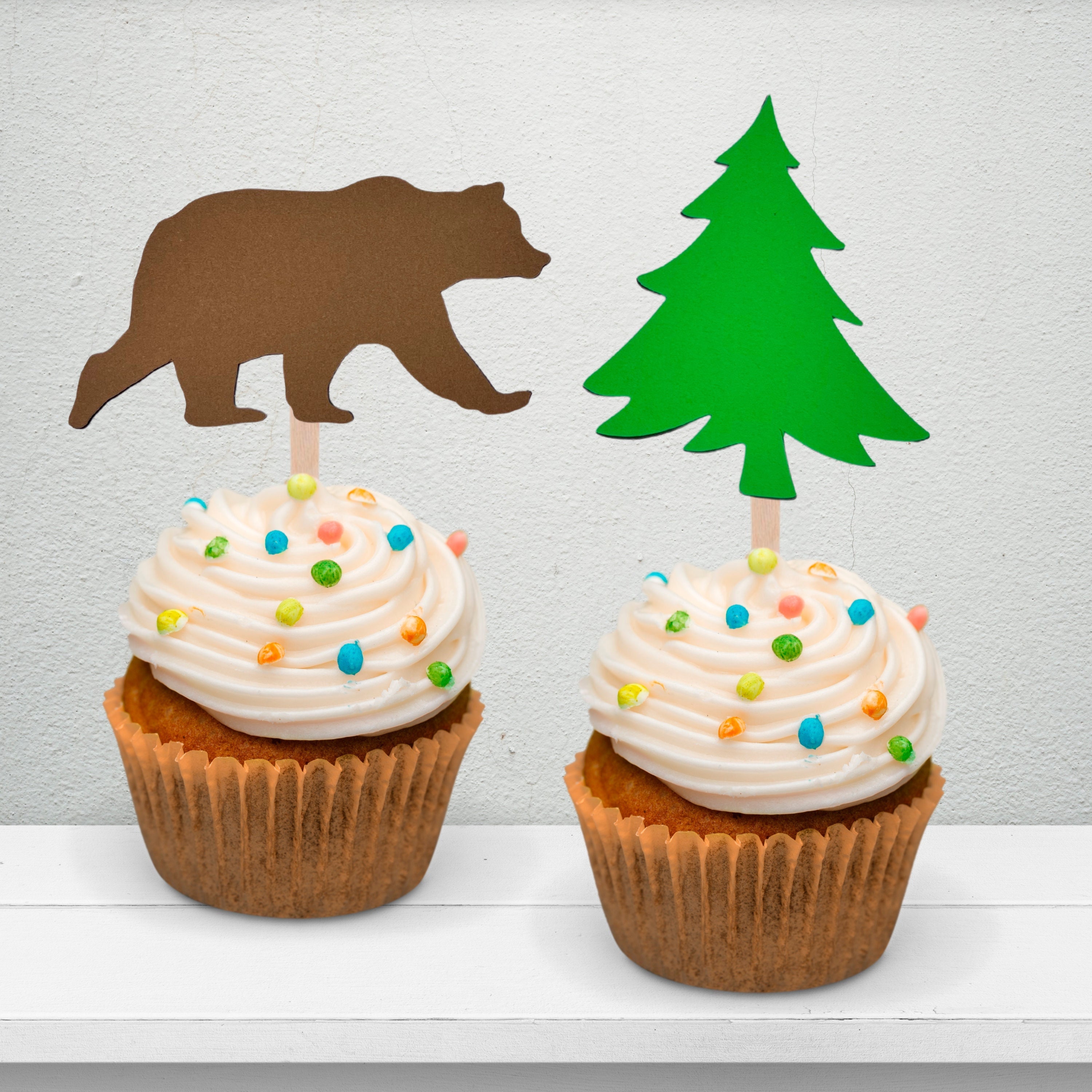 Bear and Tree Cupcake Toppers Cake Topper Kids Party Boy | Etsy