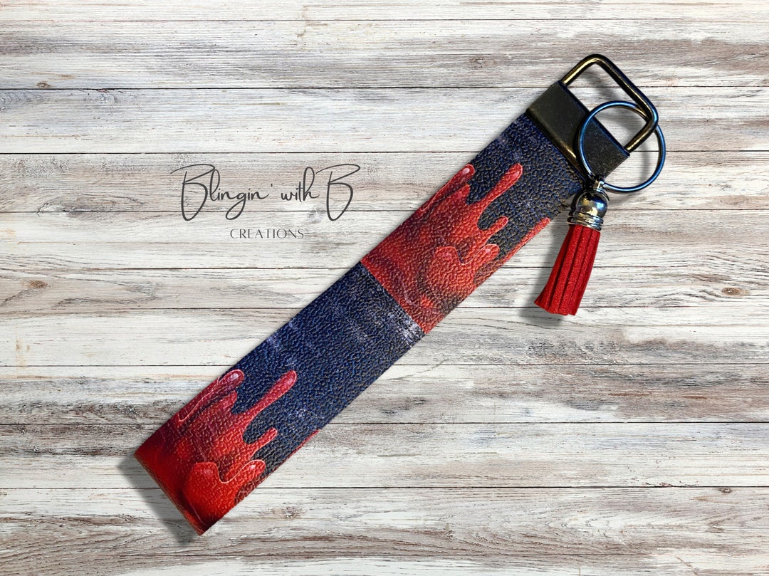 Blood Spill | Spooky | Halloween | Creepy | Faux Leather | Key Fob ...