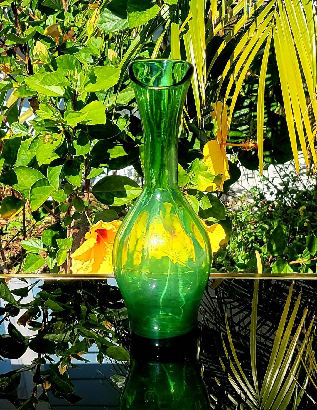 Vintage Blenko Handcrafted Green Vase - Etsy