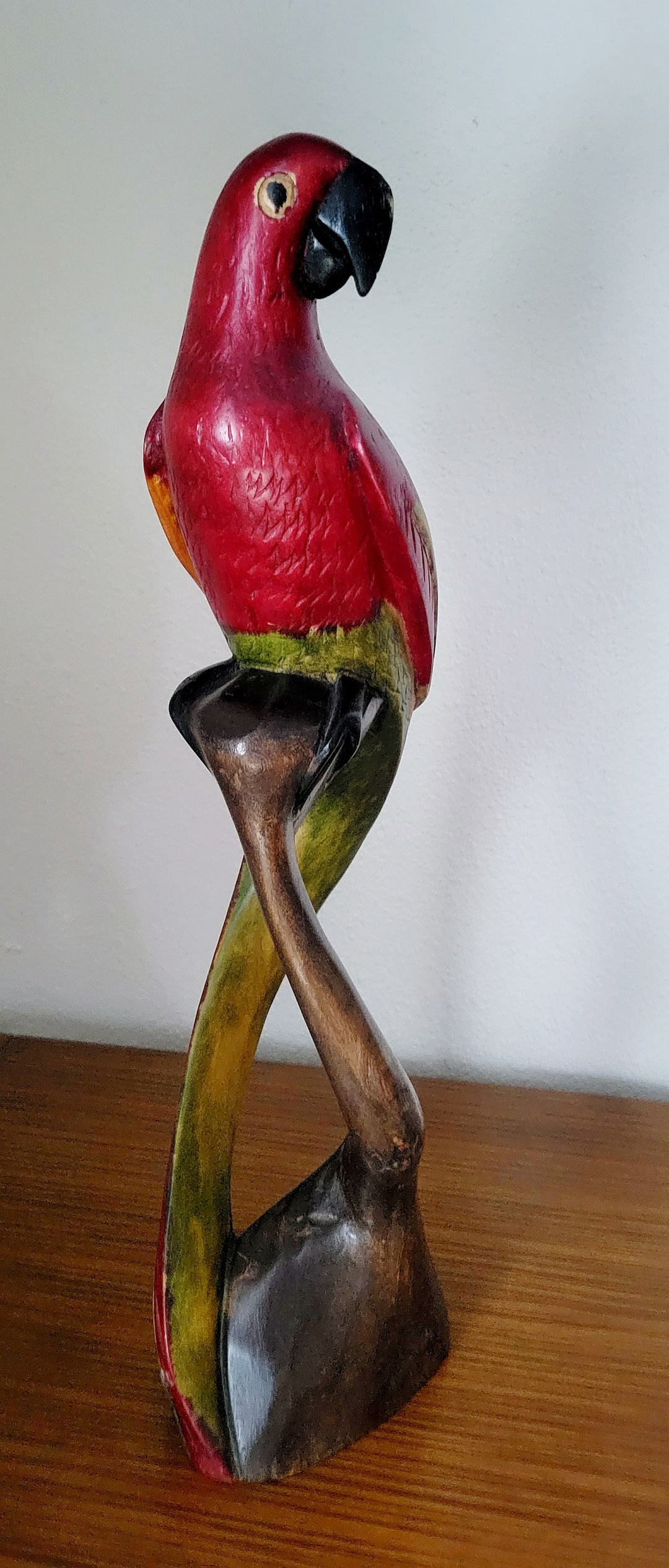Carved Wood Parrot Sculpture Red - Etsy