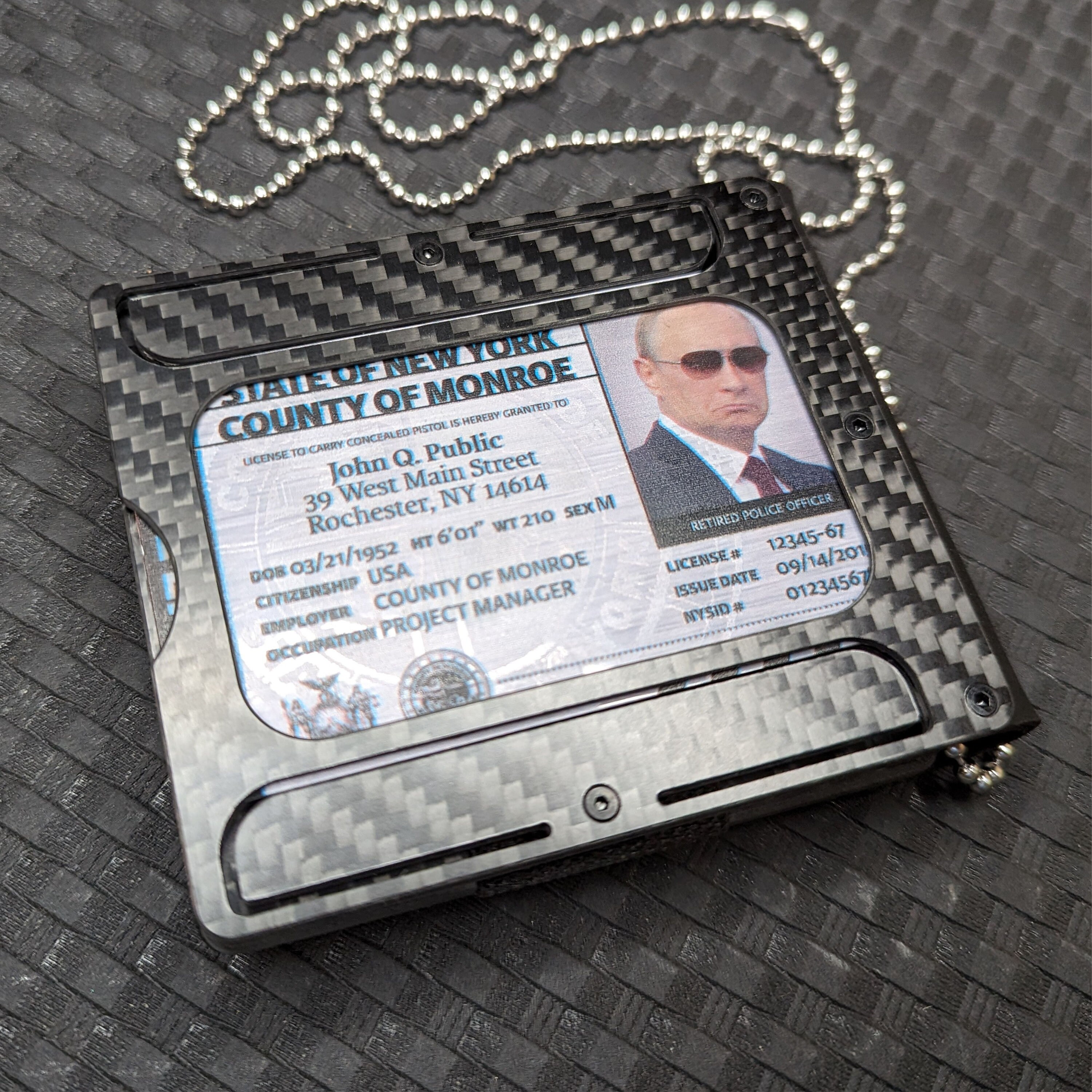 Carbon Fiber and Leather Police Badge Wallet Tactical Holder - Star ...