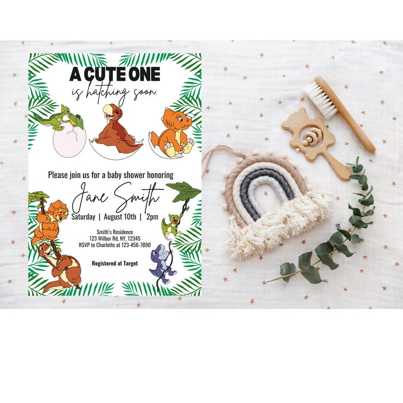 Land Before Time Baby Shower Invitation, Editable & Customizable - Etsy