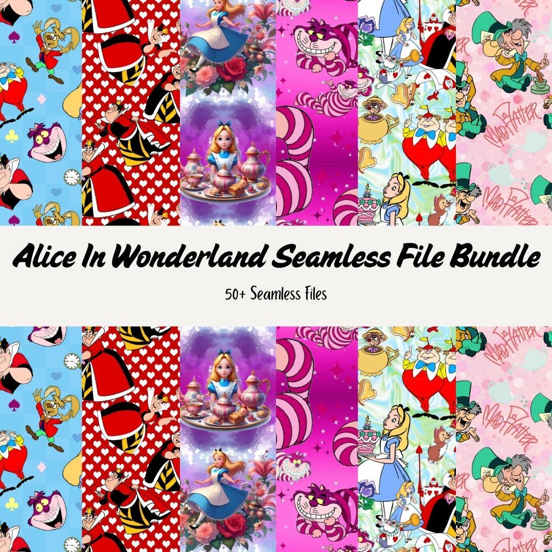 Alice in Wonderland Seamless File Bundle - Etsy
