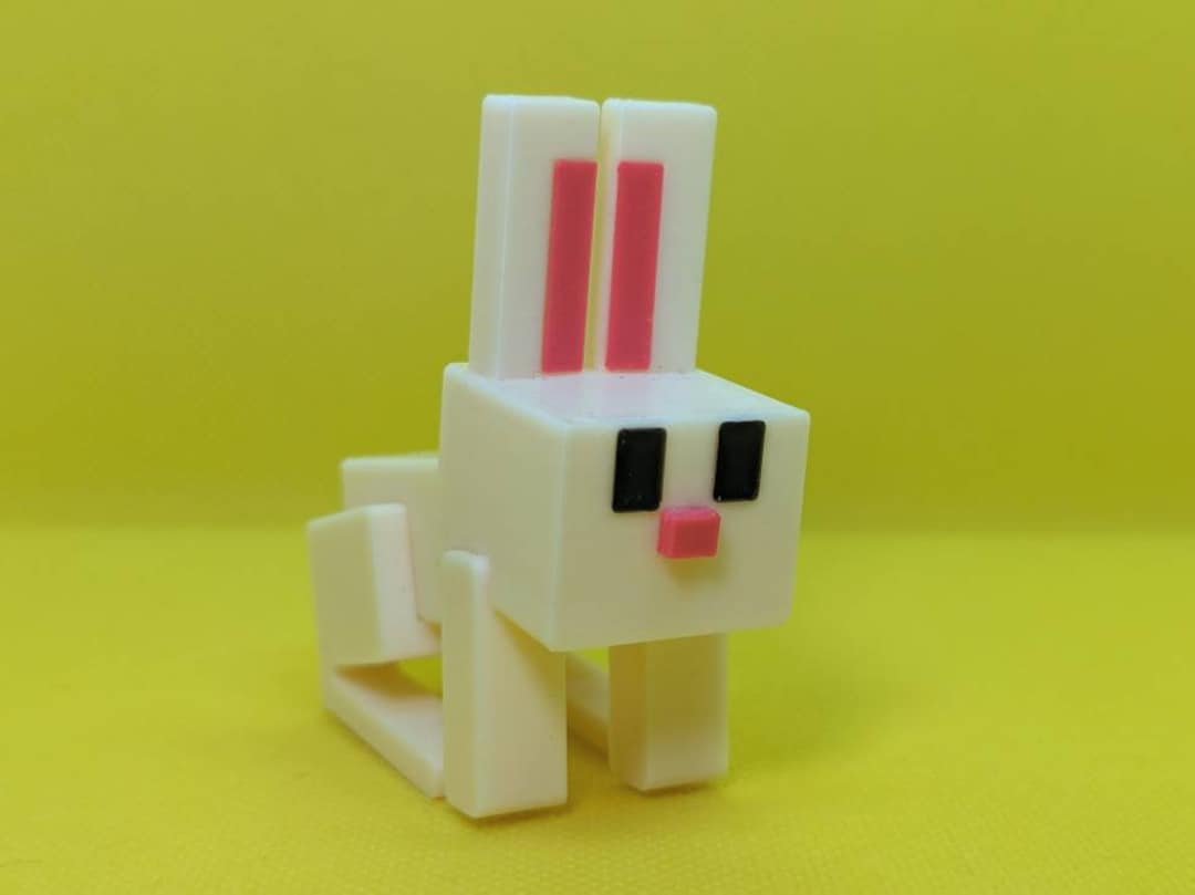 Minecraft Baby Bunny Rabbit Mini Toy 2.5 Inch Long, Moveable Hind Legs ...