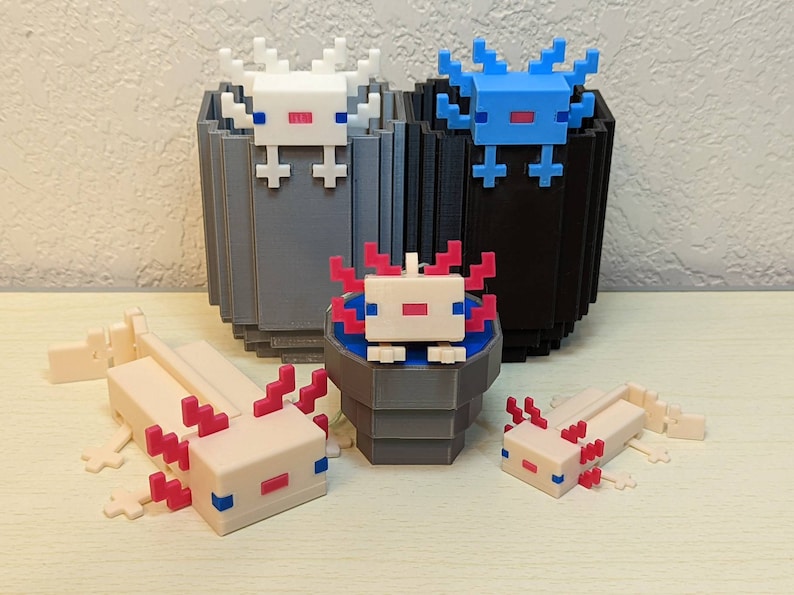 Minecraft-inspired Ornaments Axolotl in a Bucket Figure for Christmas ...