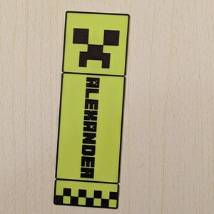 Minecraft Creeper Personalized Bookmark - 5.5in Long - Etsy