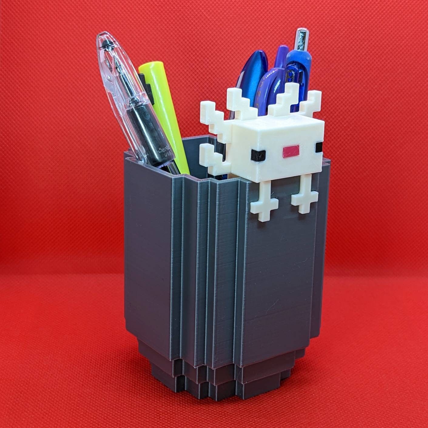 Minecraft-inspired Axolotl in a Bucket Pencil Holder 4 Inch Tall - Etsy
