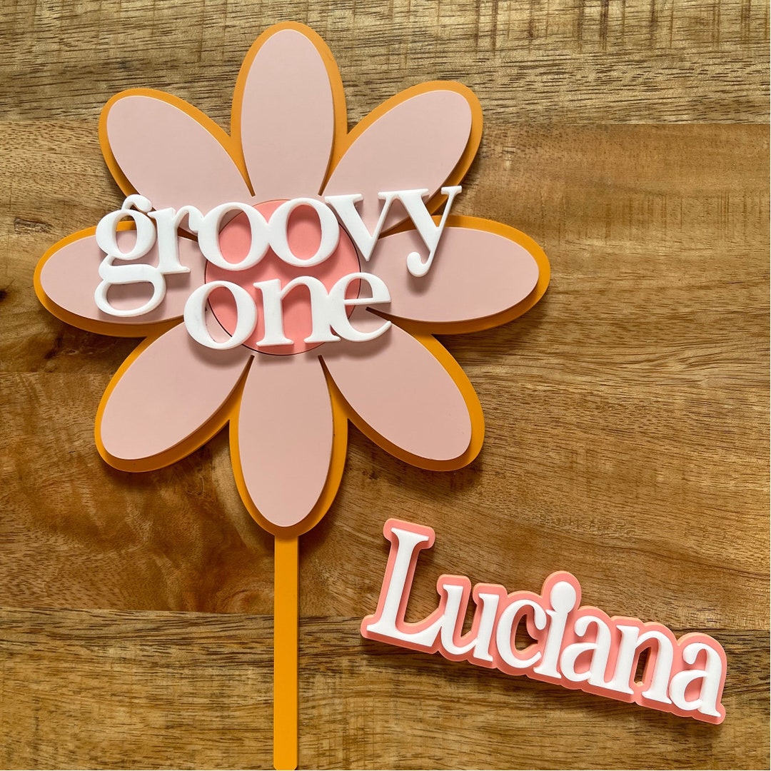 Groovy One Cake Topper, Two Groovy Cake Topper, Boho Cake Topper, First ...