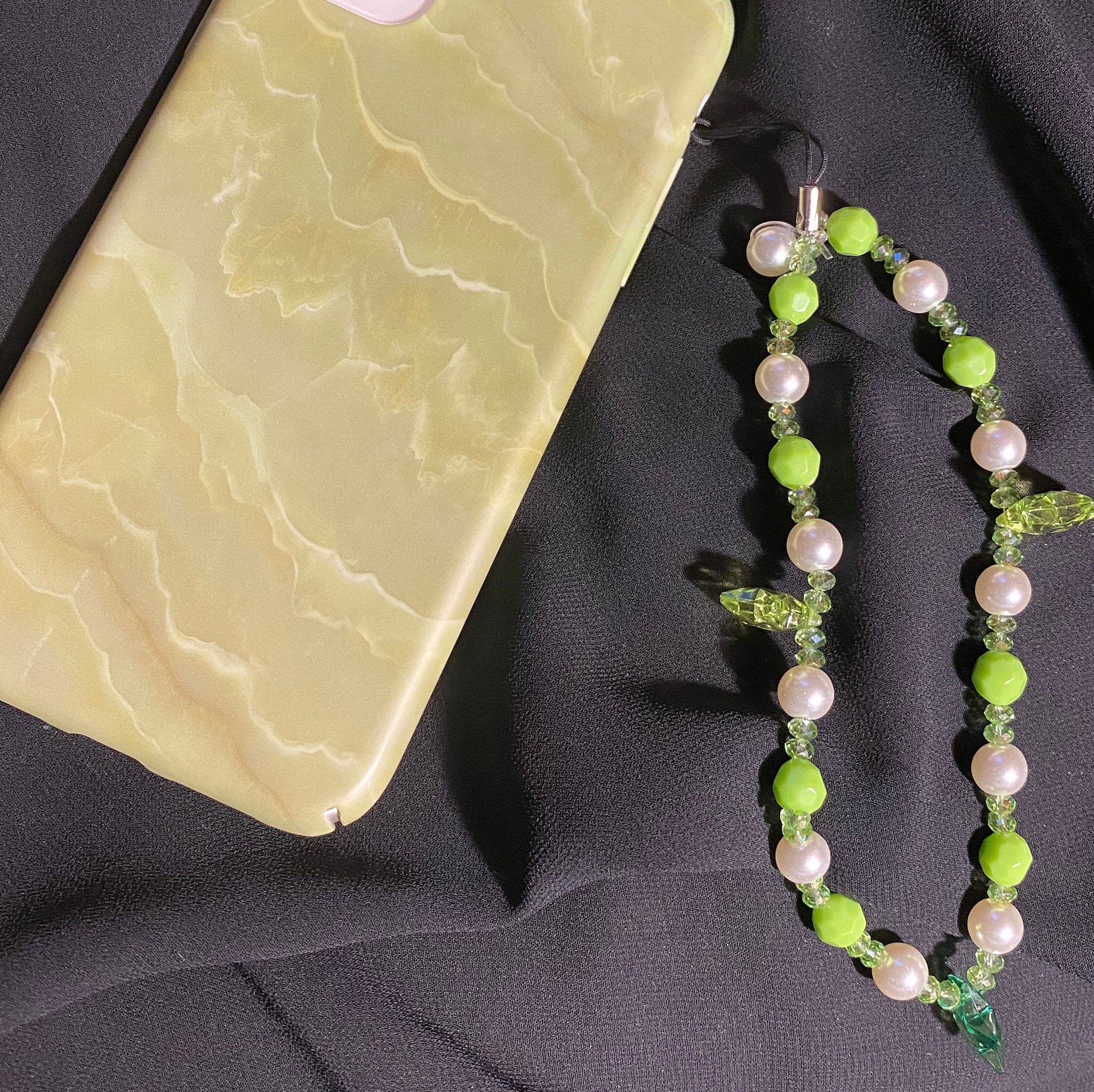 Green Beaded Phone Charm Accessory - Etsy