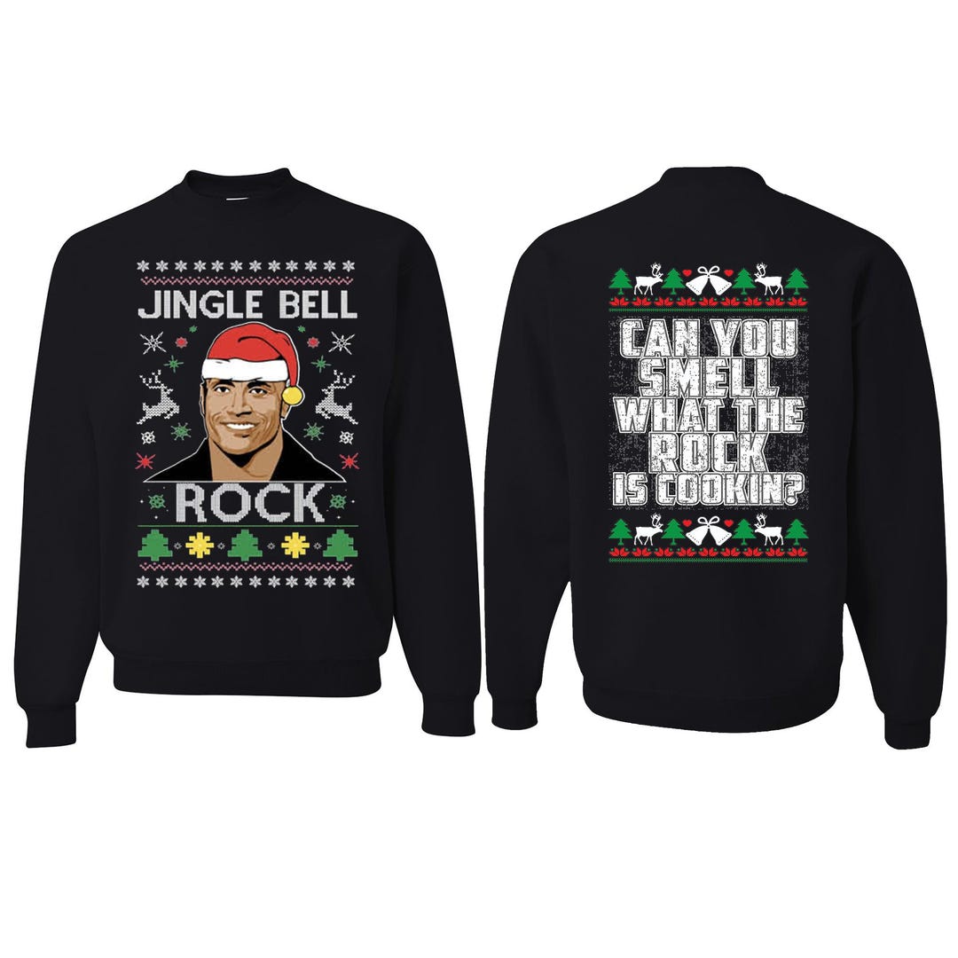 Jingle Bell Rock FRONT AND BACK Funny Ugly Christmas Sweater Sweatshirt ...