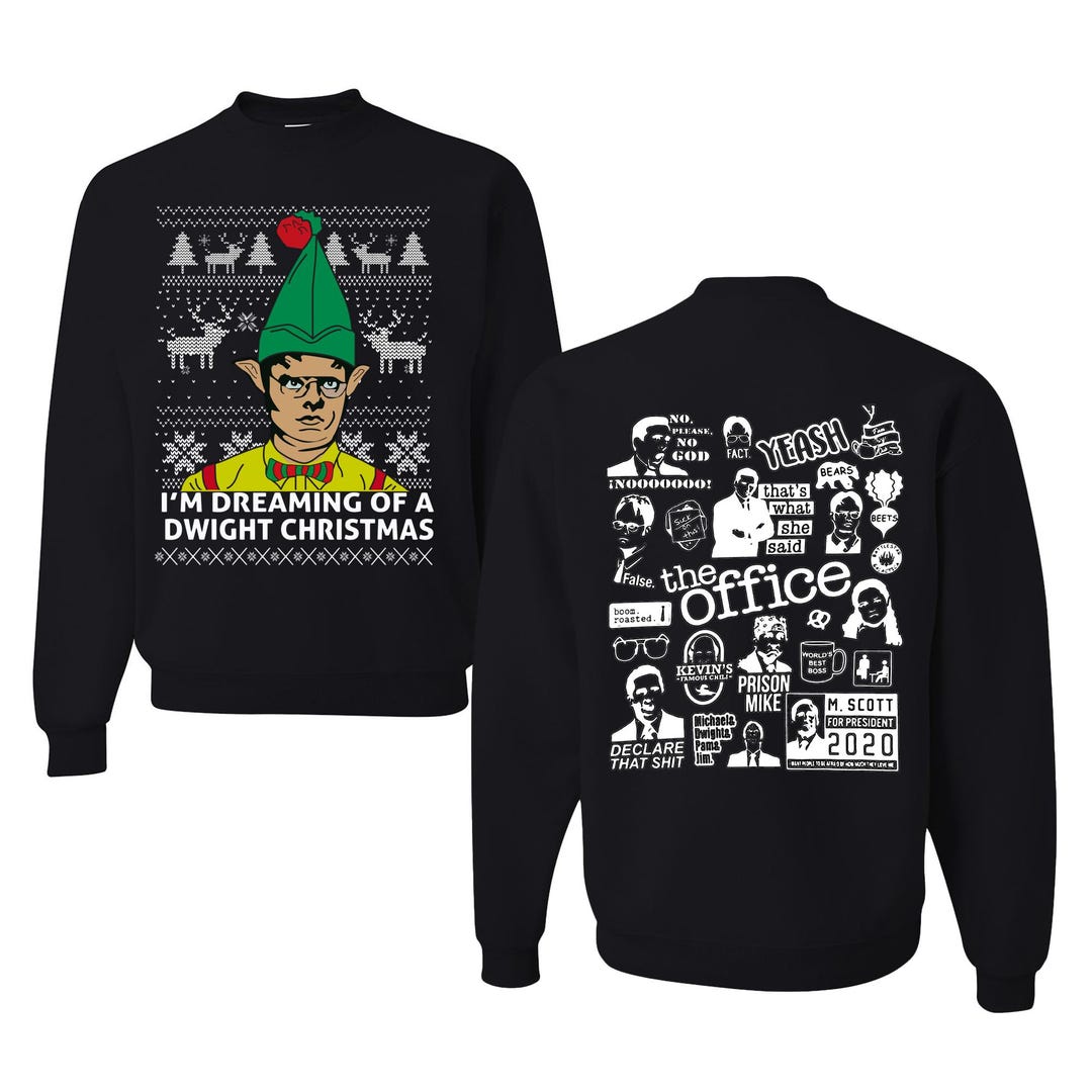 The Office Im Dreaming of A Dwight FRONT AND BACK Funny Christmas ...