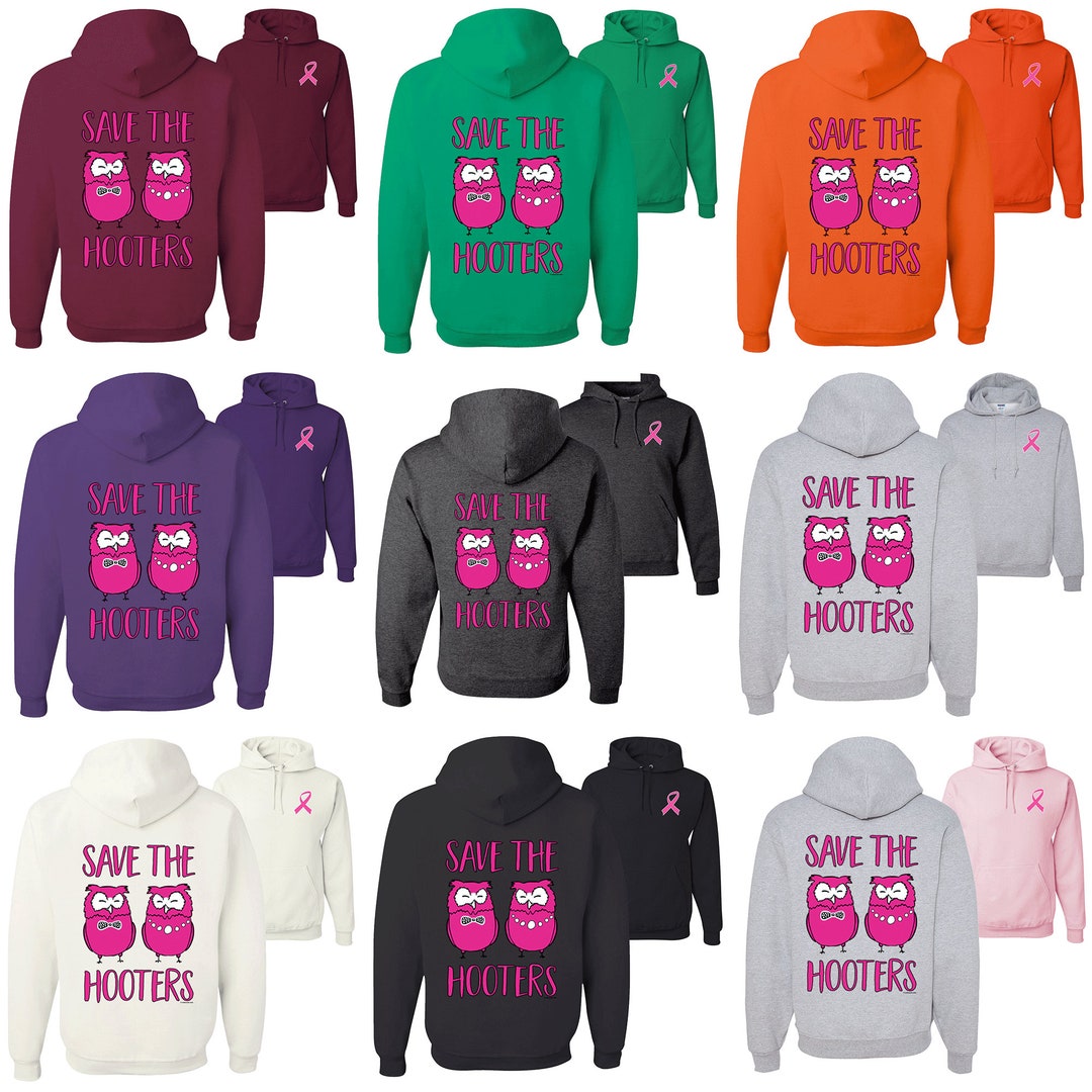 Save the Hooters 2 Chicks Breast Cancer Awareness Front&back Graphic ...