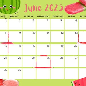 June 2025 Calendar, Cute, Summer Calendar, 2025 Calendar Template, Kid ...