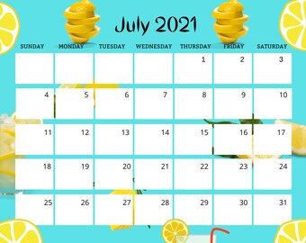 July 2021 Calendar, Cute, Summer Berry Printable Summer Design, Wall ...
