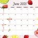 June 2025 Calendar, Cute, Colorful Calendar, Fresh Strawberries and Ice ...