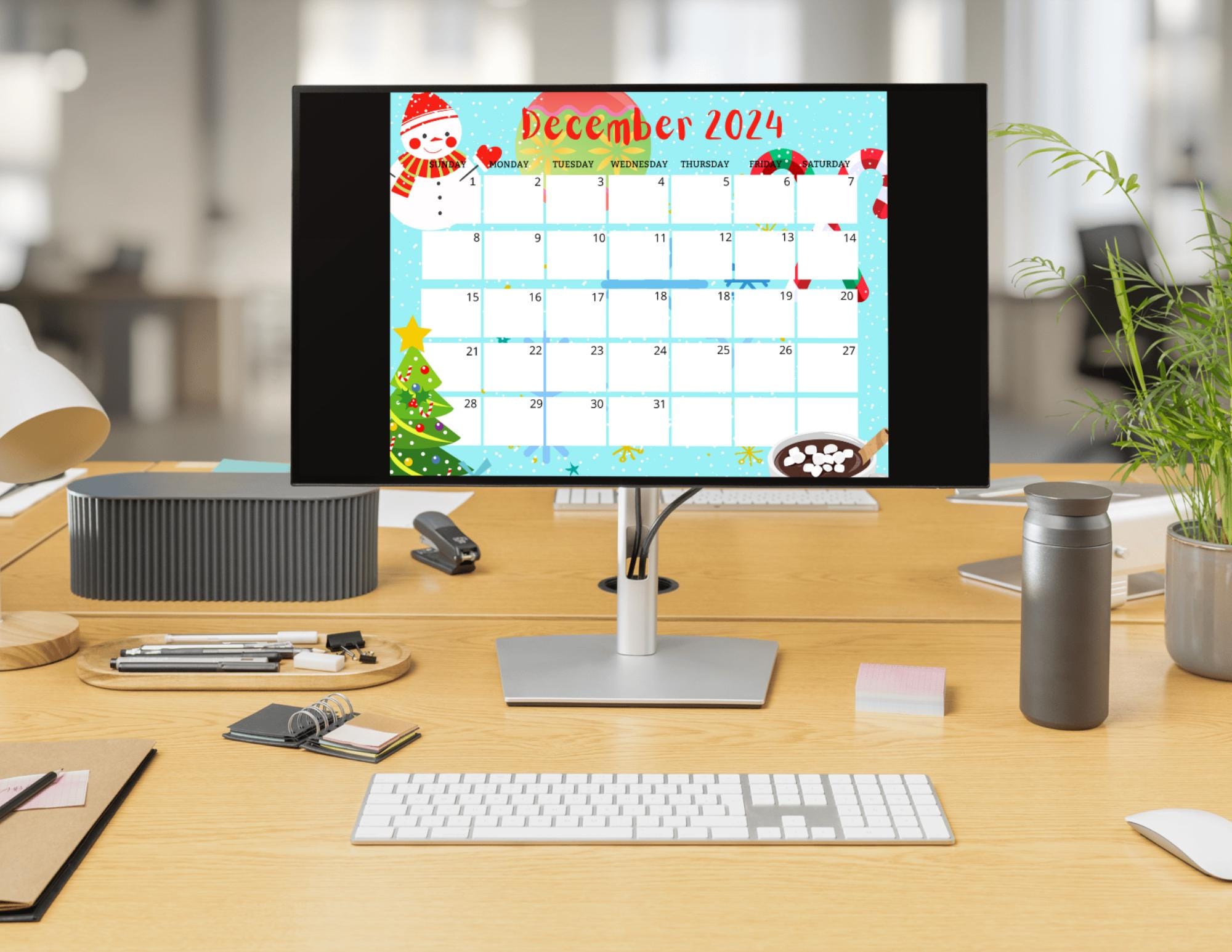 December 2024 Calendar, Editable, Cute, Printable, Winter Snowman ...