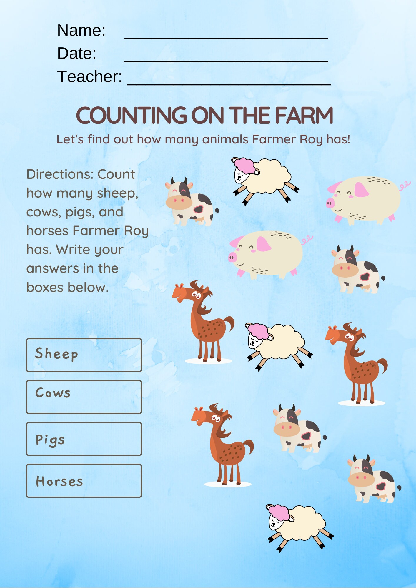 Math Handout, Dinosaur, Animal Counting Worksheets, Count Worksheet ...