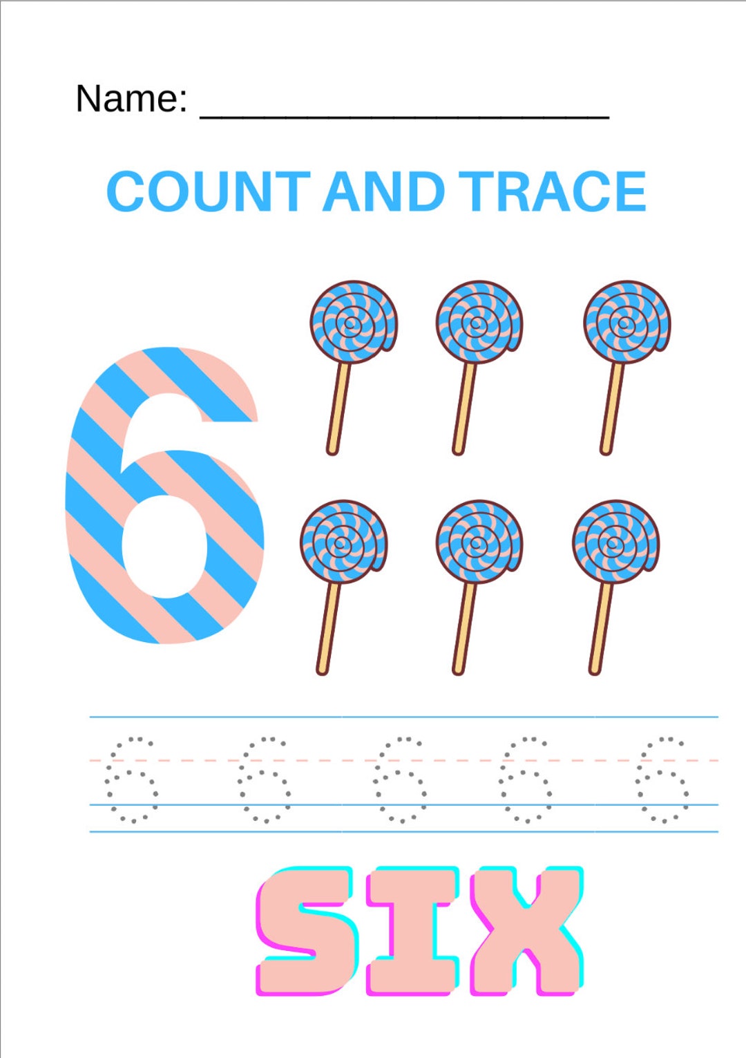 Number Tracing and Counting Numbers 6-10 - Etsy