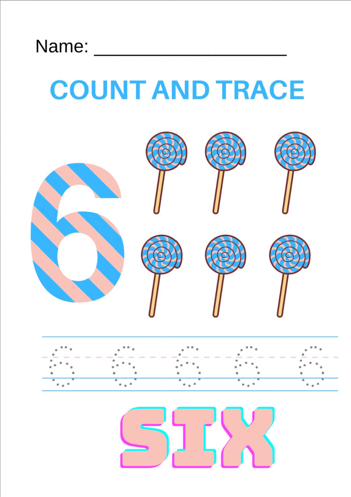 Number Tracing and Counting Numbers 6-10 | Etsy