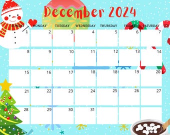 December 2024 Calendar, Editable, Cute, Printable, Winter Snowman ...