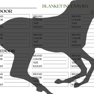 Horse Blanket Chart & Blanket Inventory - Etsy