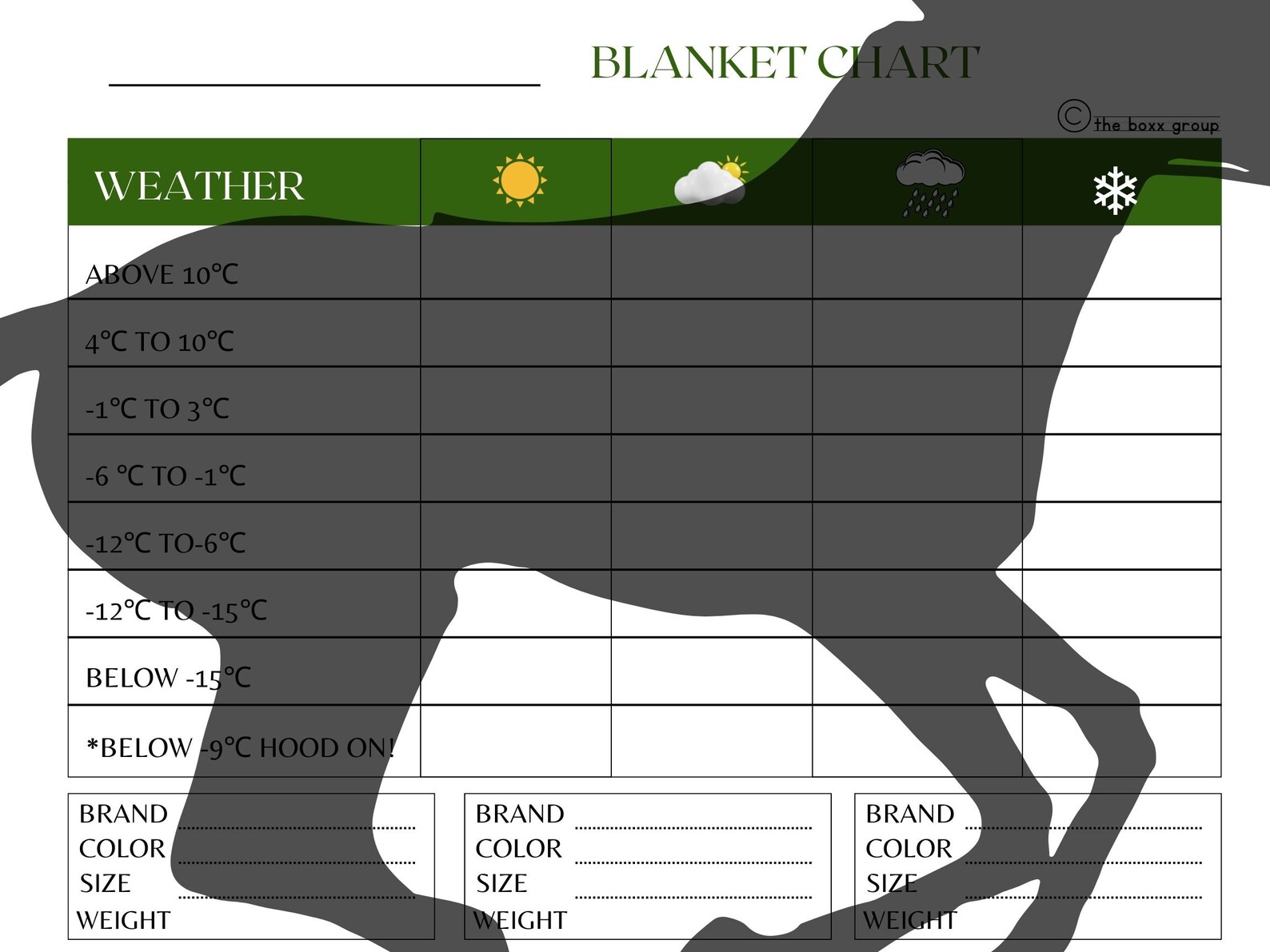 Horse Blanket Chart & Blanket Inventory - Etsy