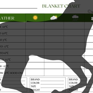 Horse Blanket Chart & Blanket Inventory - Etsy
