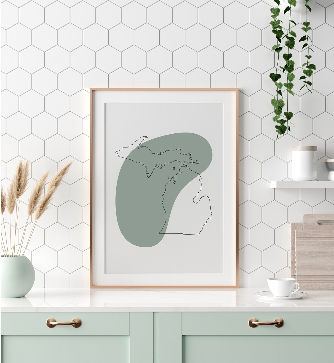 Michigan Print Boho State Map Art Downloadable Gallery Wall Where We ...