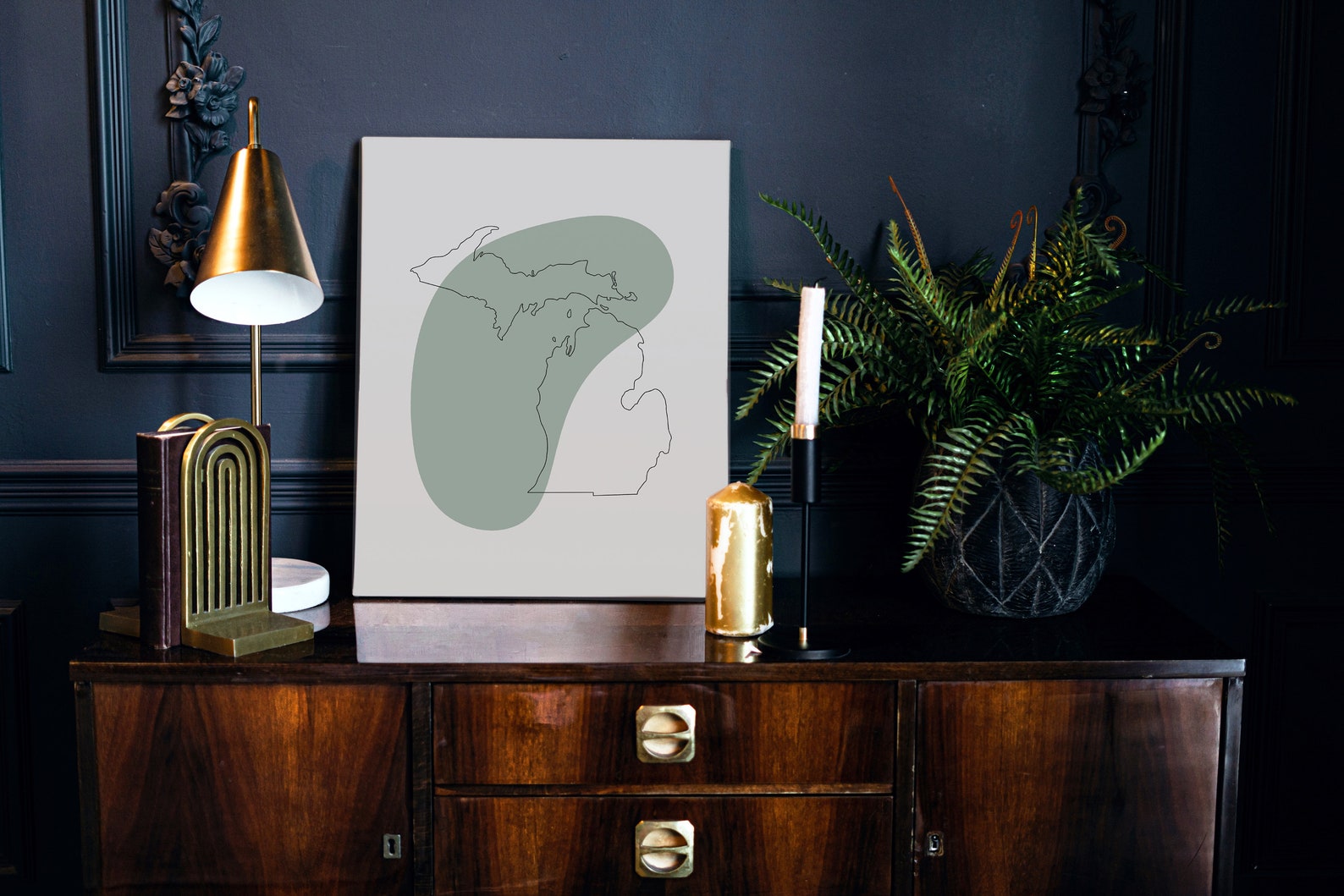 Michigan Print Boho State Map Art Downloadable Gallery Wall Where We ...