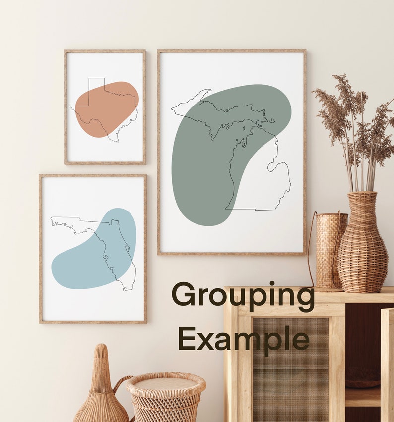 Michigan Print Boho State Map Art Downloadable Gallery Wall Where We ...