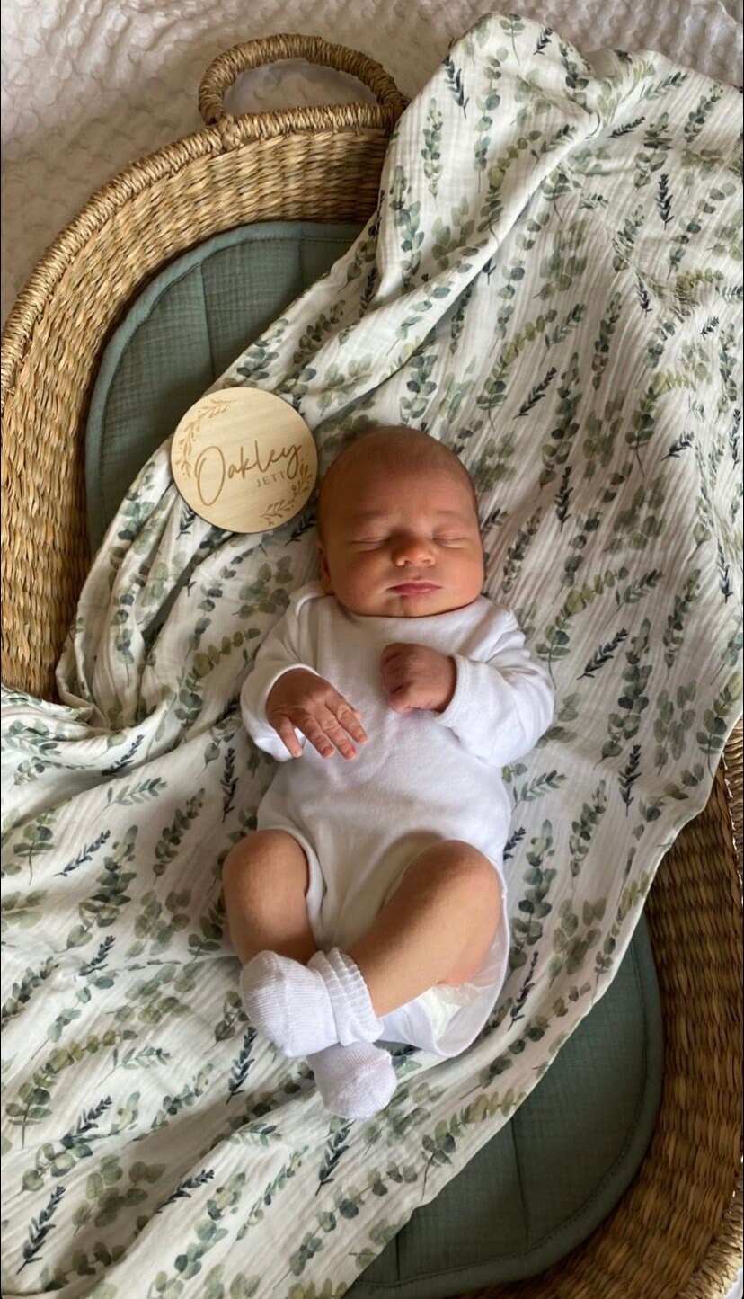 Eucalyptus Baby Muslin Square Large Sage Leaf Baby Muslin Green Floral ...