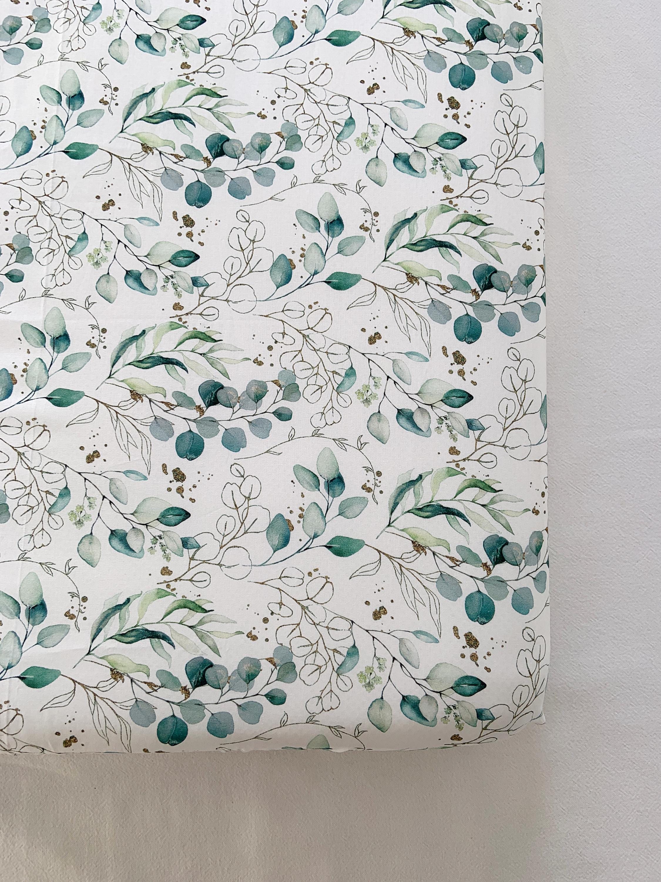 Sage Eucalyptus Leaf Print Fitted Cot Bed Sheet for Girl or Boy ...