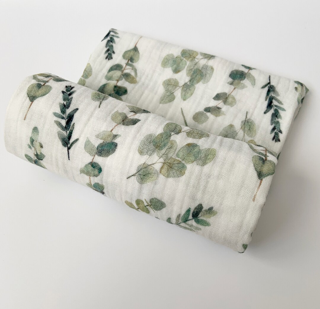 Eucalyptus Baby Muslin Square - Large Sage Leaf Baby Muslin - Green ...