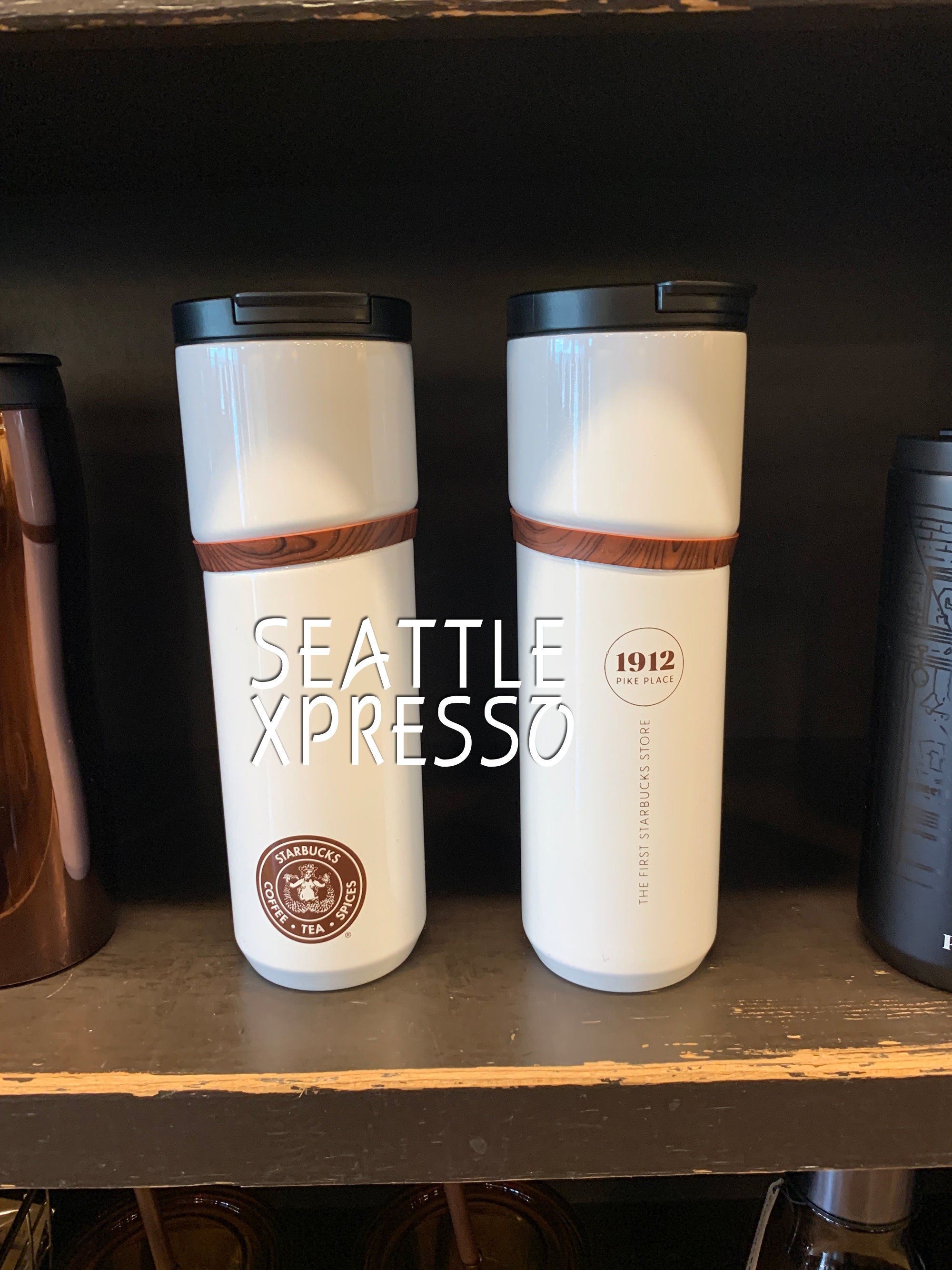 The First Starbucks Store Pike Place White Wood Tumbler 16 Oz - Etsy