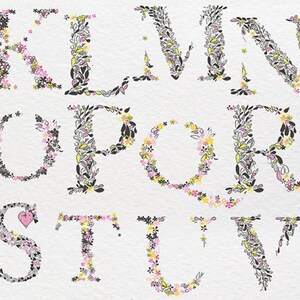 Floral Watercolor Alphabet Vector Bundle | Transparent Illustrations ...