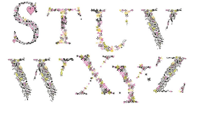 Floral Watercolor Alphabet Vector Bundle Transparent Illustrations PNG ...