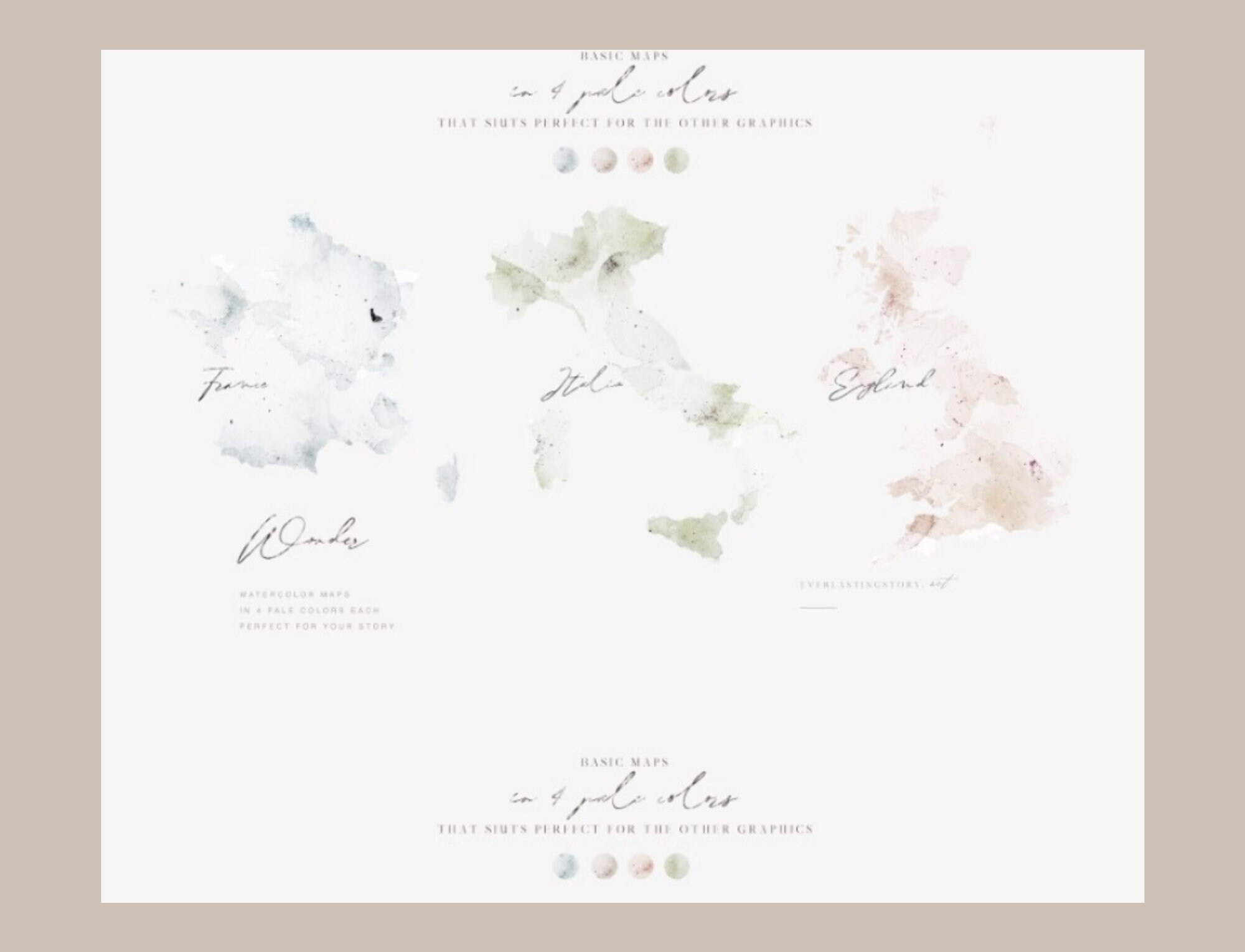 Map Creator Watercolor Design Bundle Beautiful Illustration - Etsy