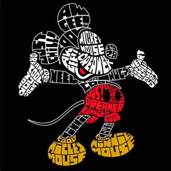 Wall Hangings Mickey Mouse Vector Calligram Design – Pop Culture ...
