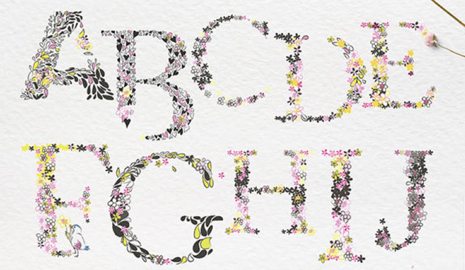 Floral Watercolor Alphabet Vector Bundle Transparent Illustrations PNG ...