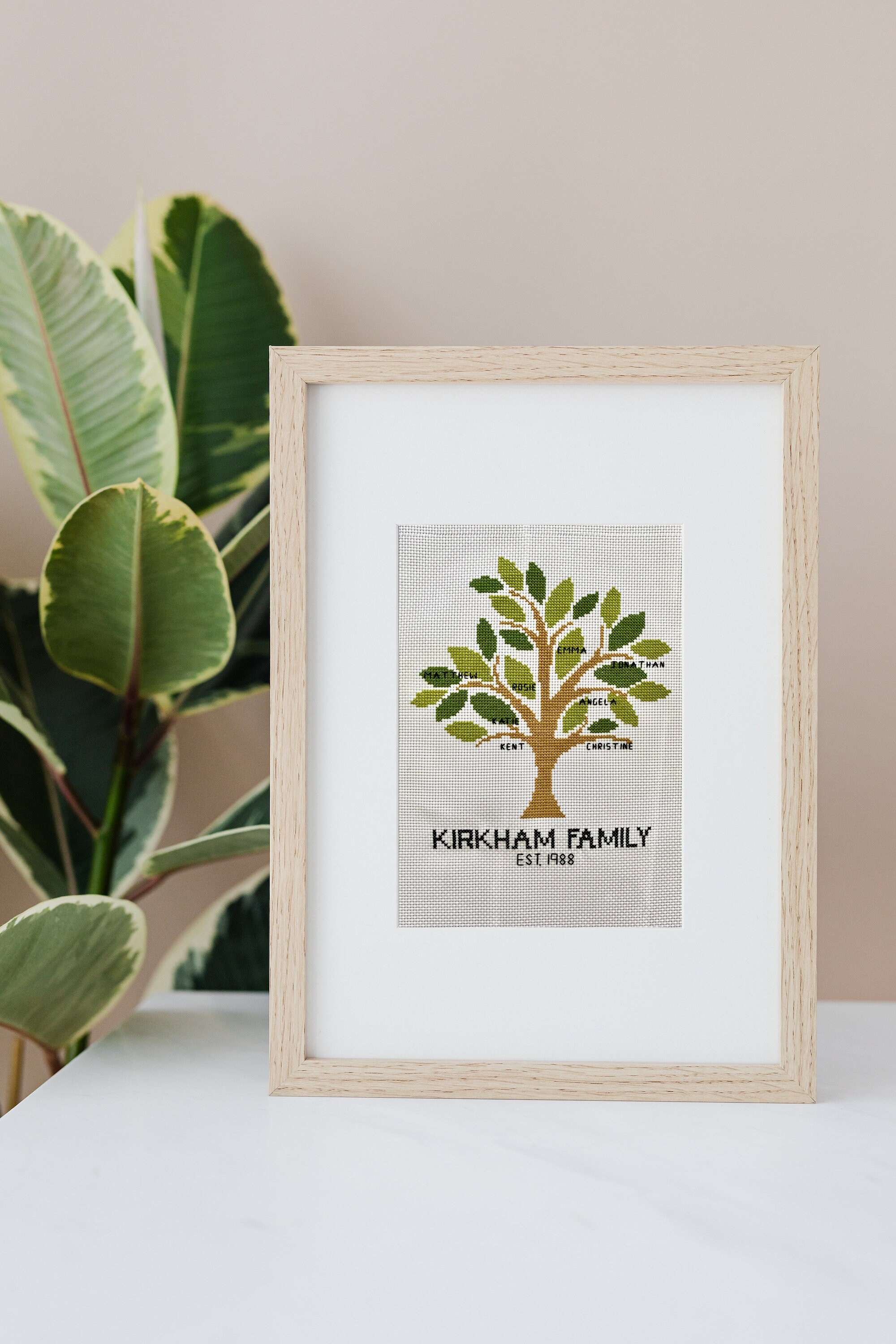 Custom Modern Family Tree Cross Stitch Pattern Personalized Names - Etsy