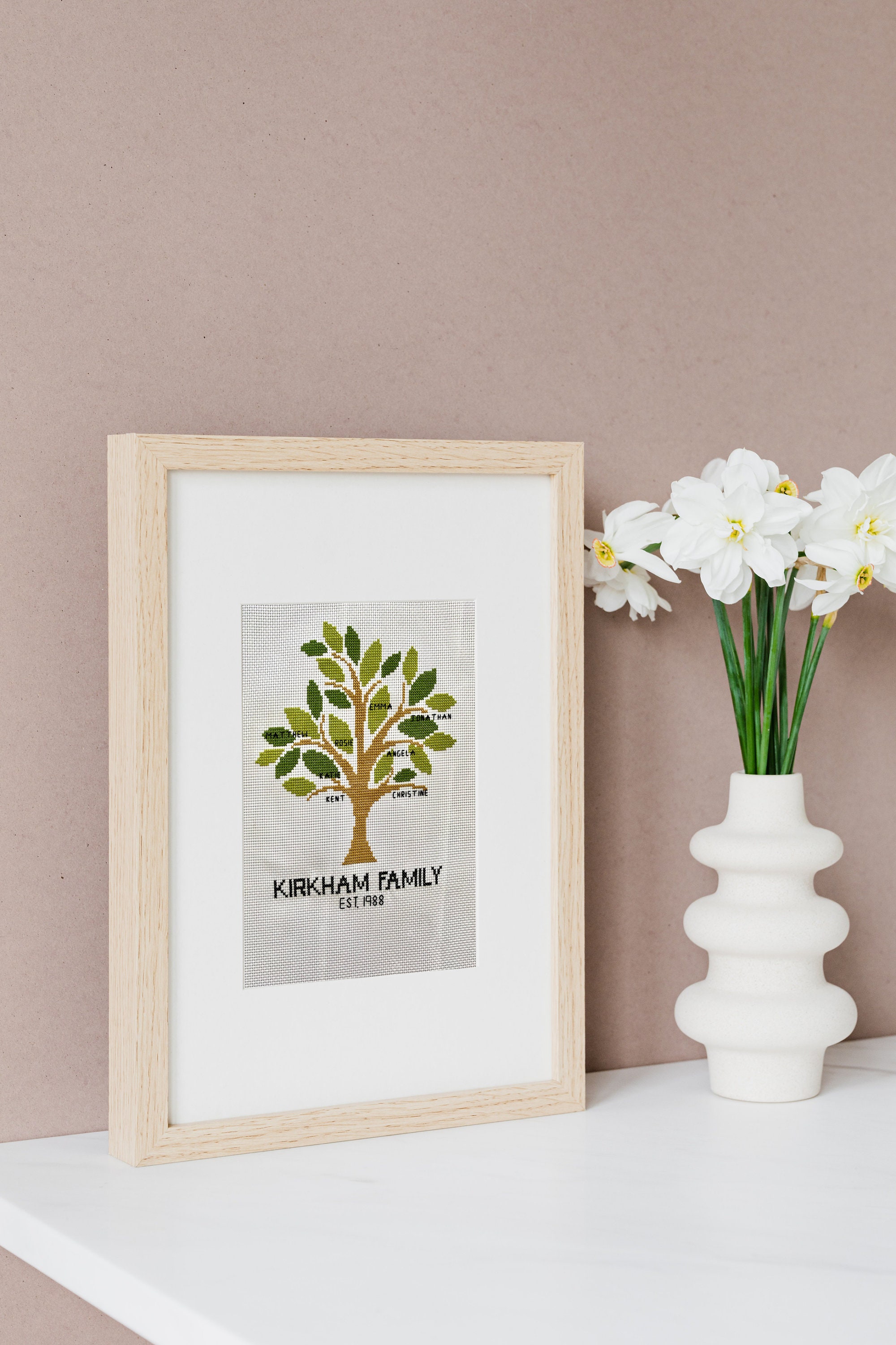Custom Modern Family Tree Cross Stitch Pattern | Personalized Names - Etsy