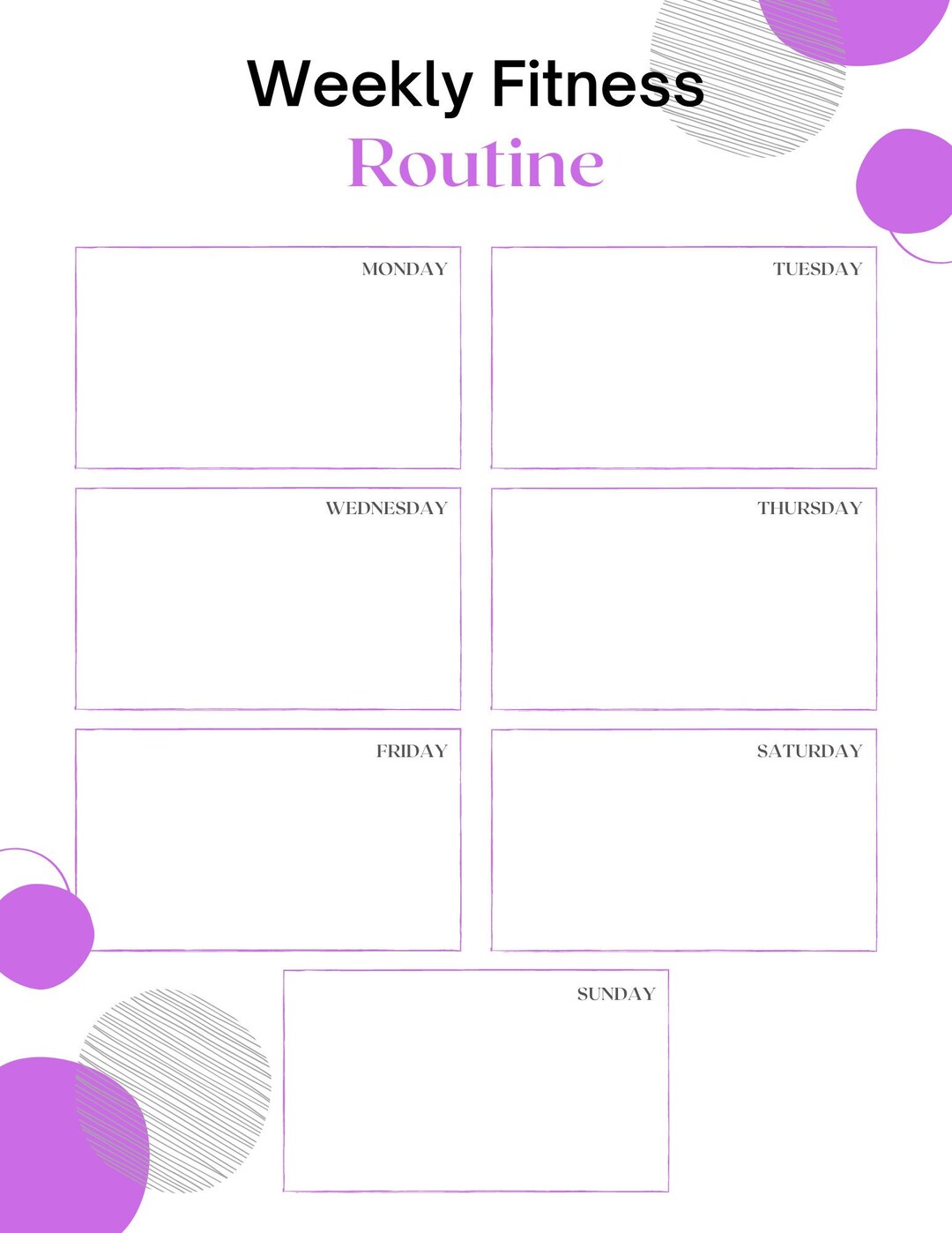 Digital Weekly Fitness Planner Printable Planner Sheet - Etsy
