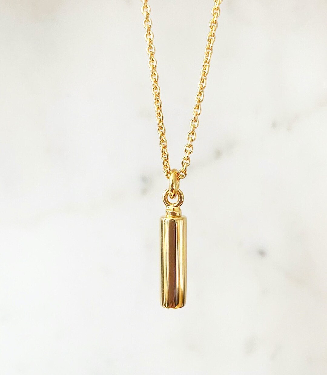 18K Plated Gold Cylinder Ashes Necklace Cremation Jewellery - Etsy