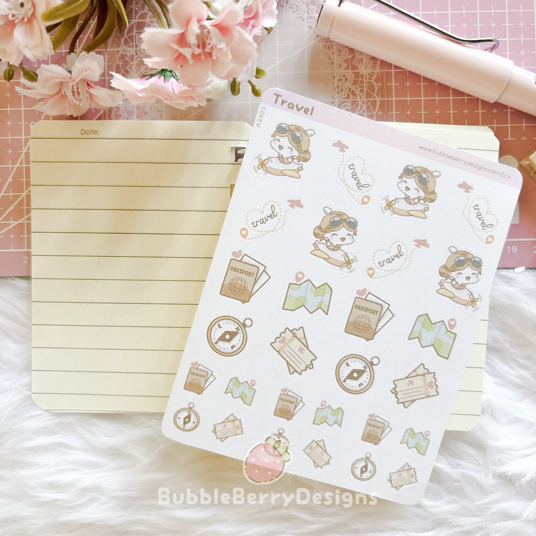 Travel Vacation Cute Planning & Journaling Characters and Icons Sticker ...