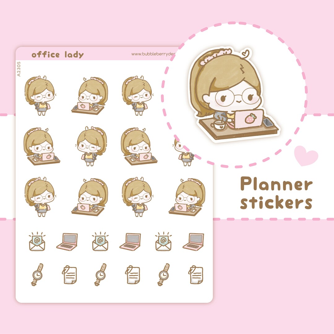 Office Lady Work Office Cute Planning & Journaling Characters and Icons ...