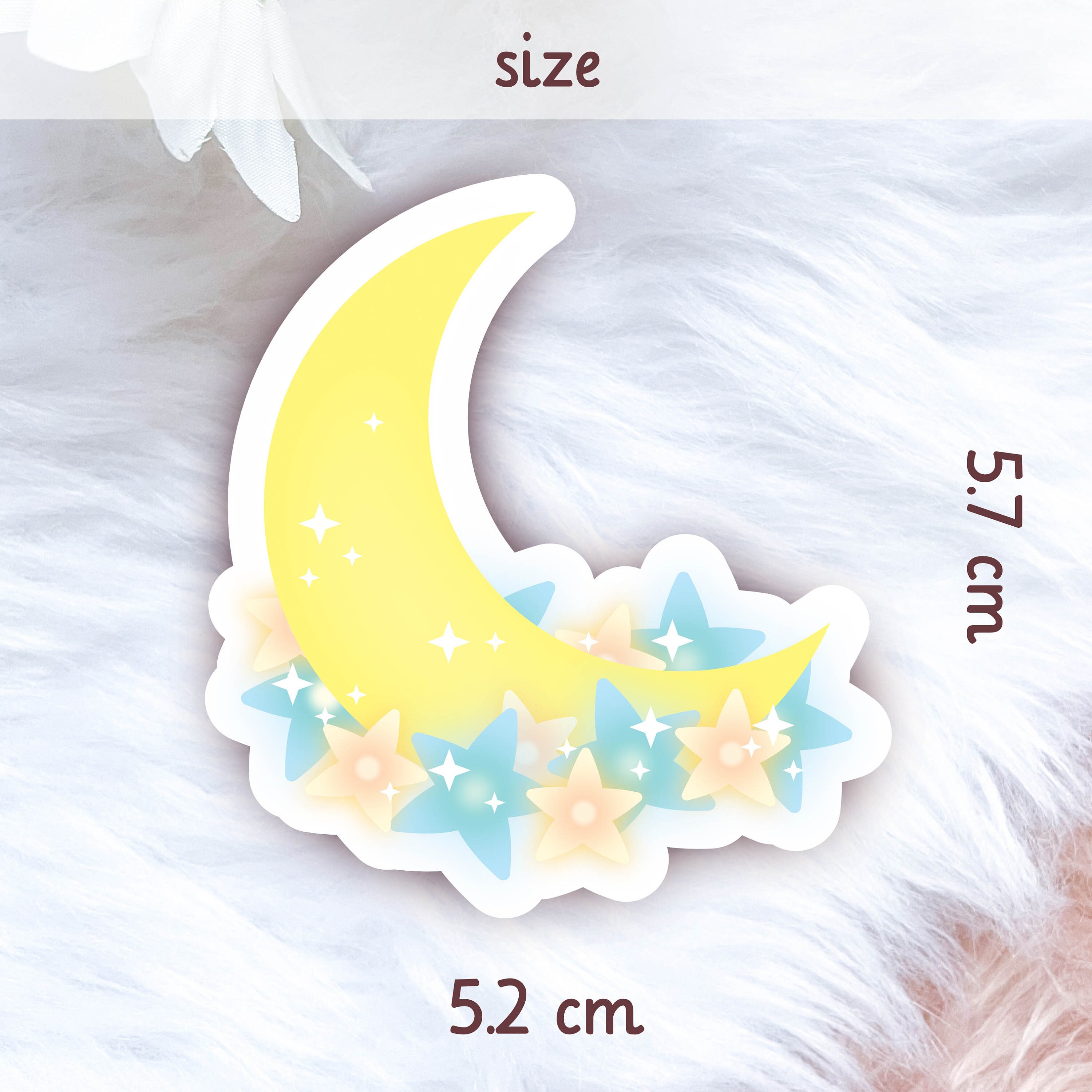 Moon and Flowers Original Design Die Cut Vinyl Sticker Sticker Flakes ...