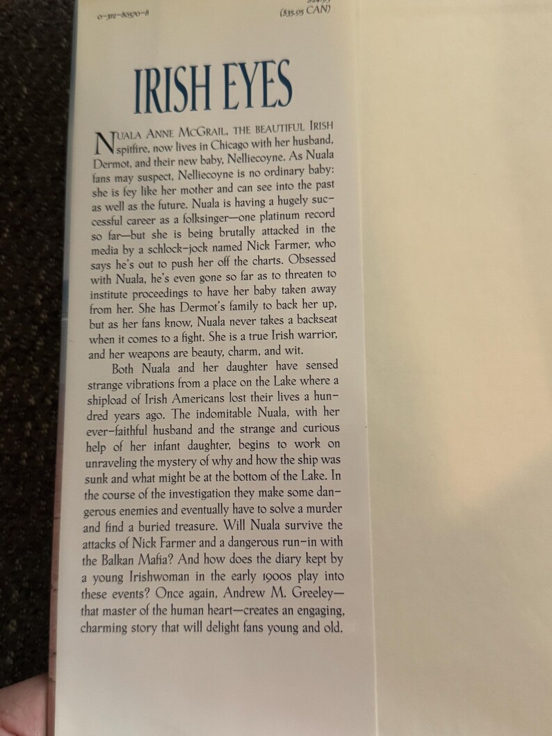 Irish Eyes by Andrew M Greeley Signed First Edition 2000 Nuala Anne ...